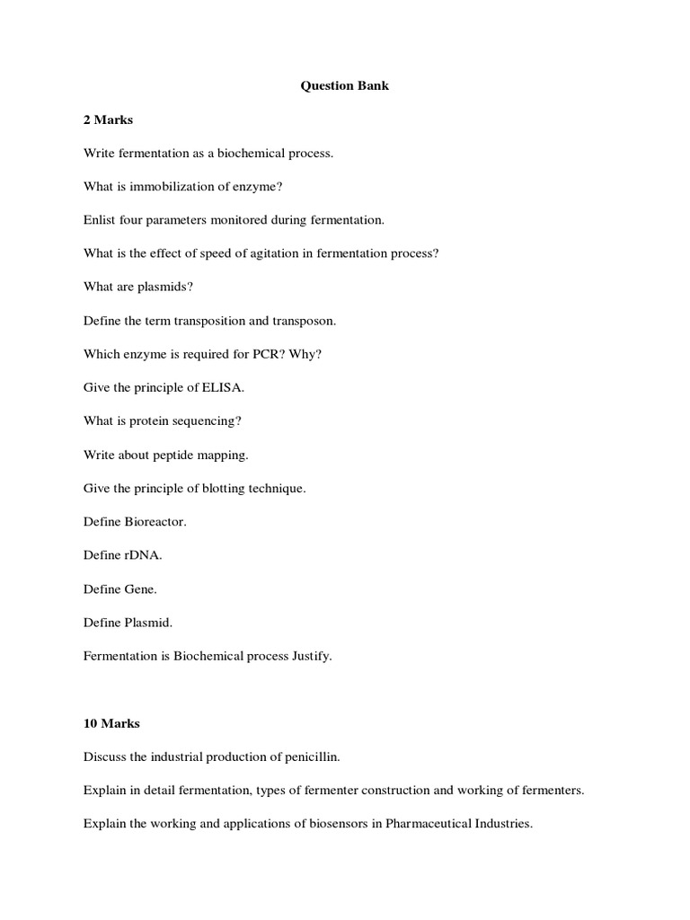 Biotechnology Question Bank Overview | PDF | Biotechnology | Genetic ...