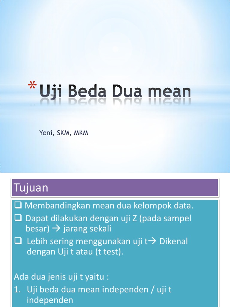 Uji Beda Dua Mean Independen | PDF