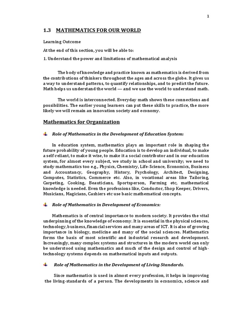 Mathematics in Daily Life Applications | PDF | Mathematics | General ...