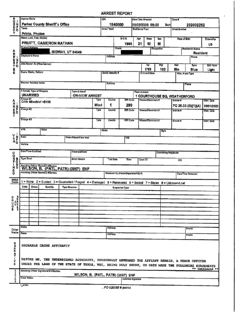 Thomas Ryan Rousseau Arrest Report | PDF