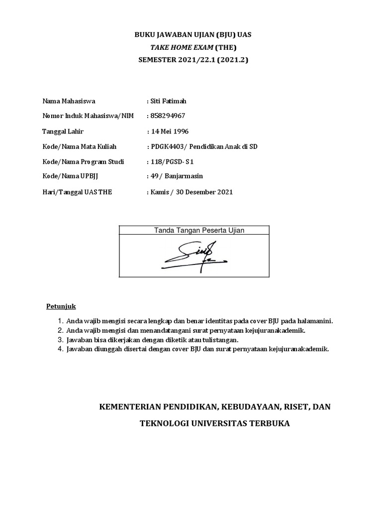 BJU PDGK4403 (Pendidikan Anak Di SD) | PDF