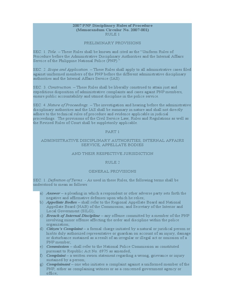2007 PNP Disciplinary Procedures Guide | PDF | Complaint | Affidavit