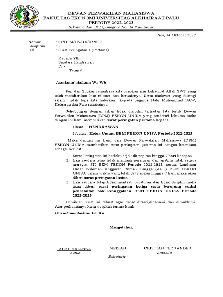 DPM-surat SP1-BEM | PDF