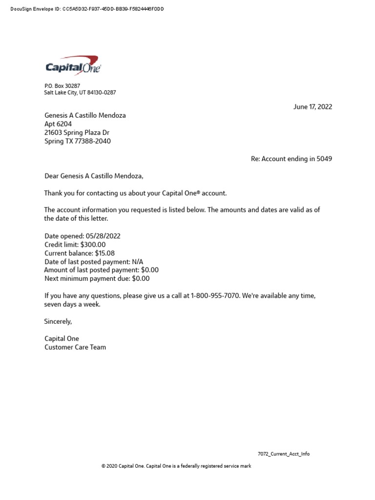 A Message From Capital One | PDF