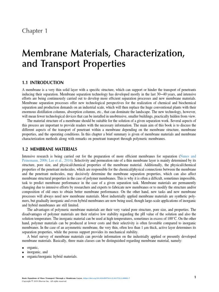 CAP1-Membrane Materials, Characterization and Transport Properties ...