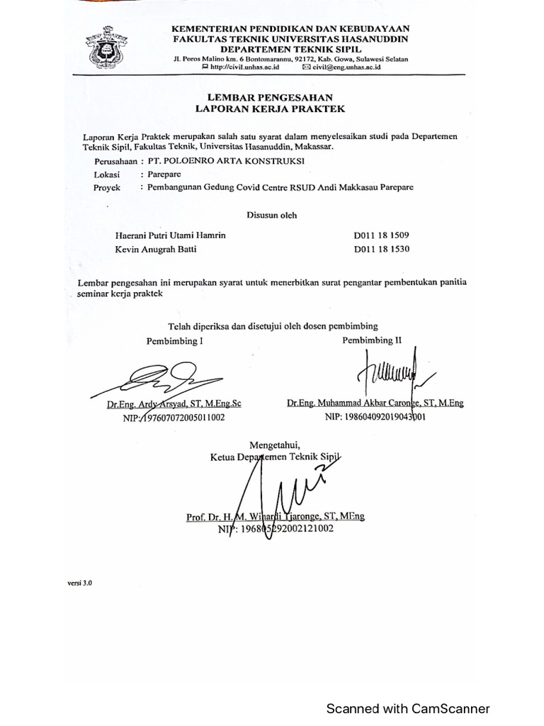 Lembar Pengesahan Kerja Praktek | PDF