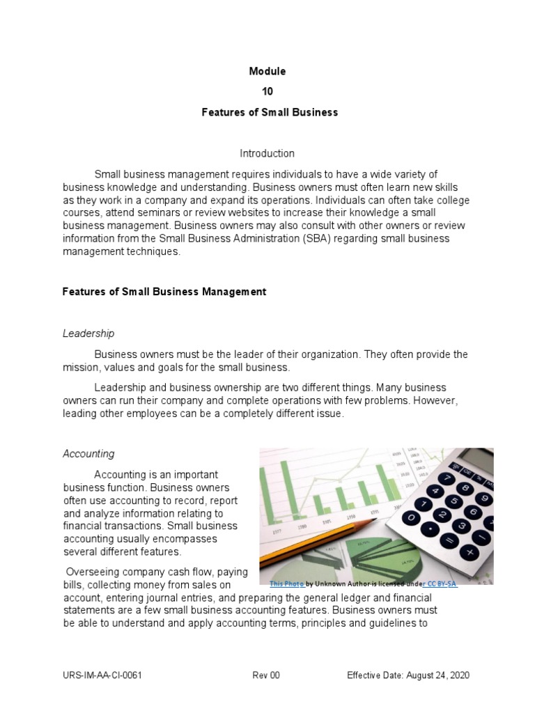 Module 10 Features of Small Business | PDF | Accounting | Employment