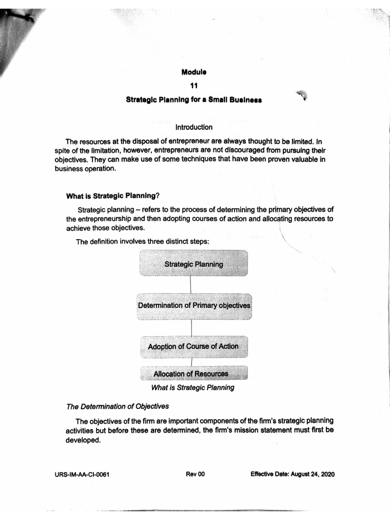 Module 11 Strategic Planning For Small Business | PDF