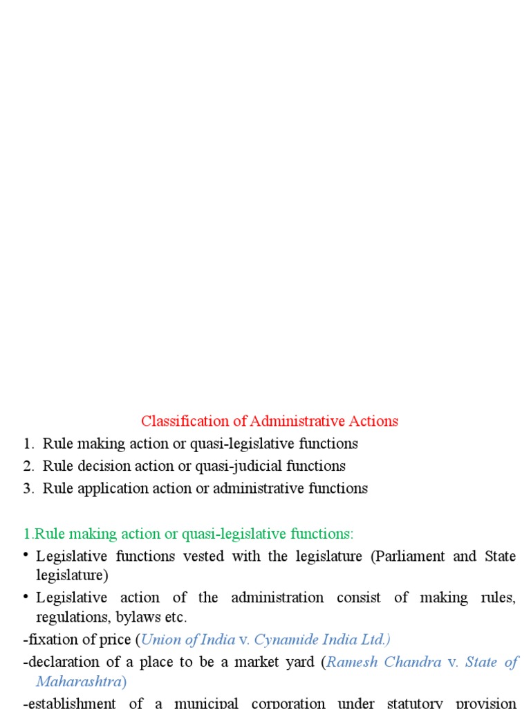 Unit-1-Classification of Administrative Actions | PDF
