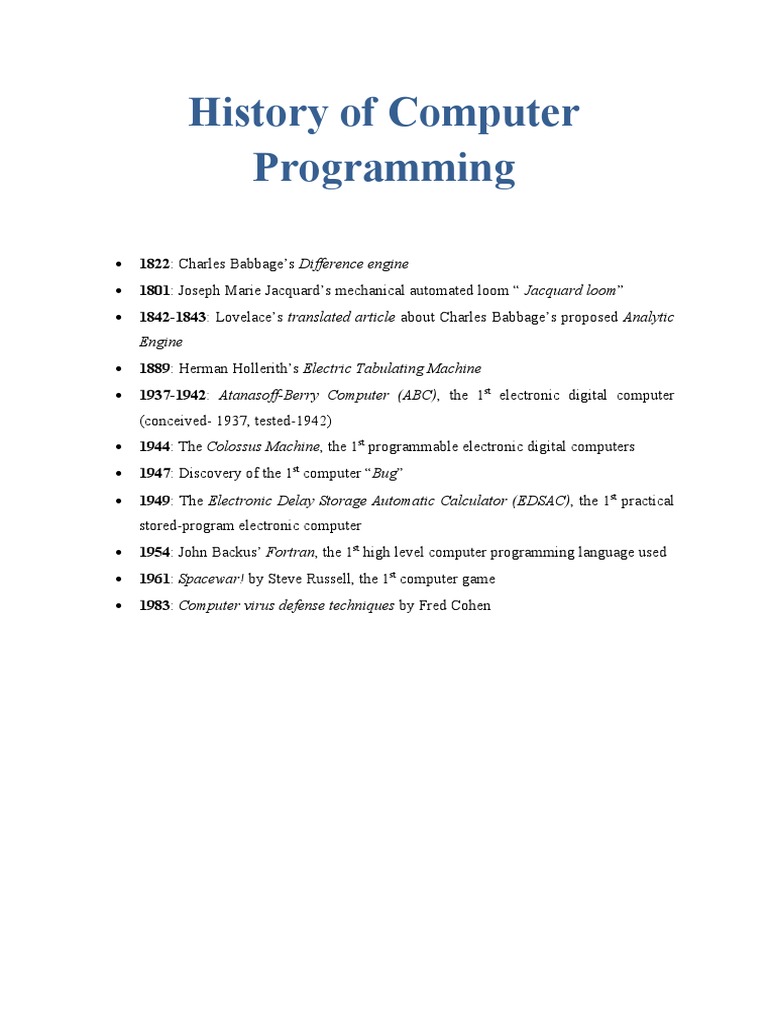 History of Computer Programming | PDF