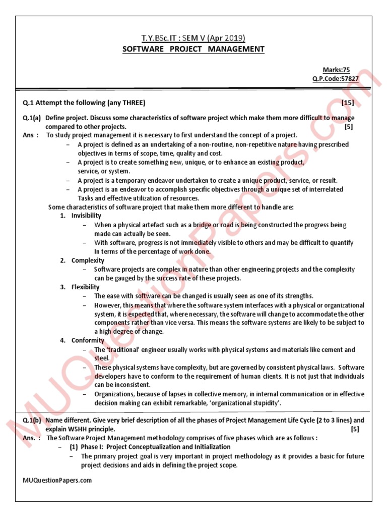 Software Project Management Exam Guide | PDF | Scrum (Software ...