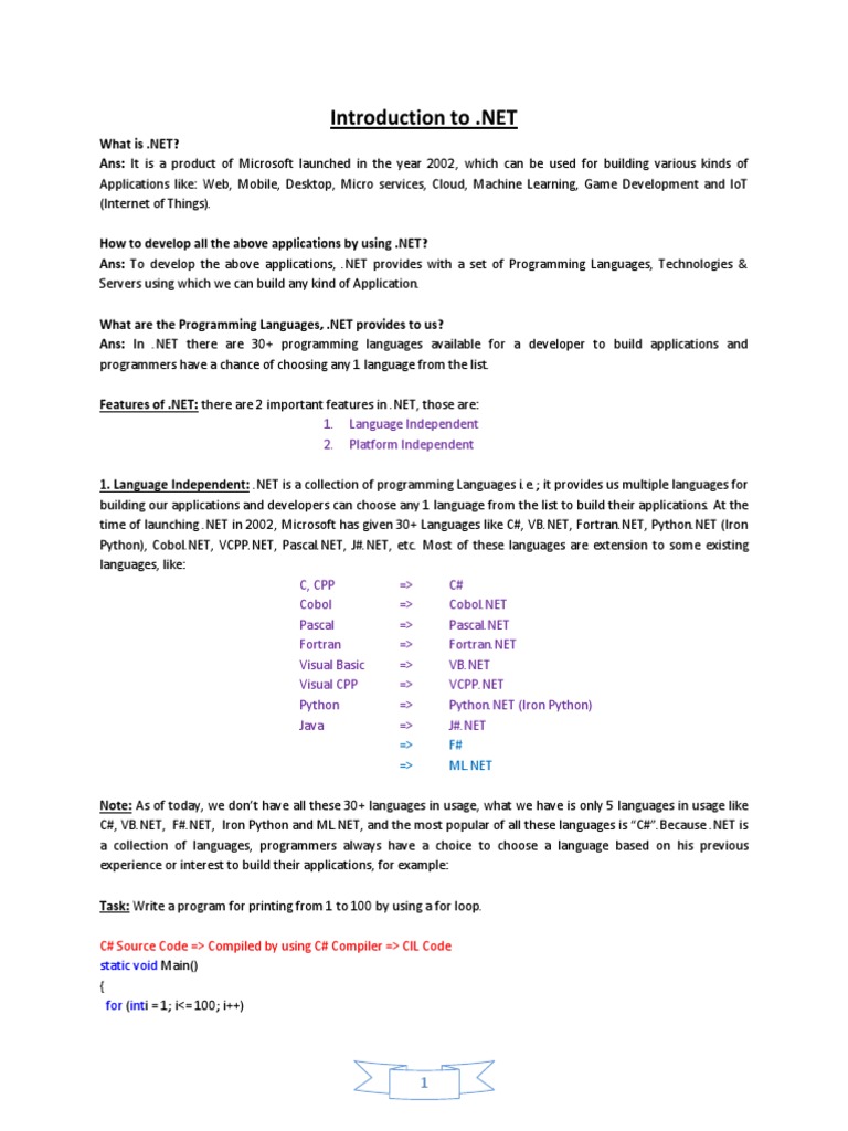 c Sharp Notes | PDF | .Net Framework | Java (Software Platform)