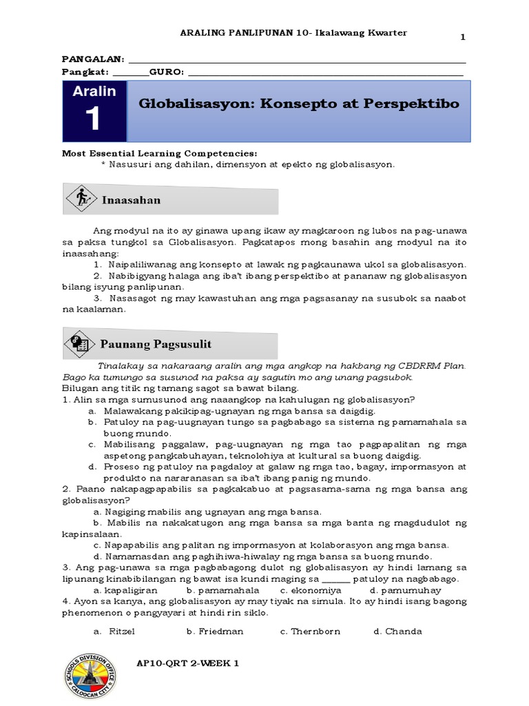 AP 10 Q2 Week 1 | PDF