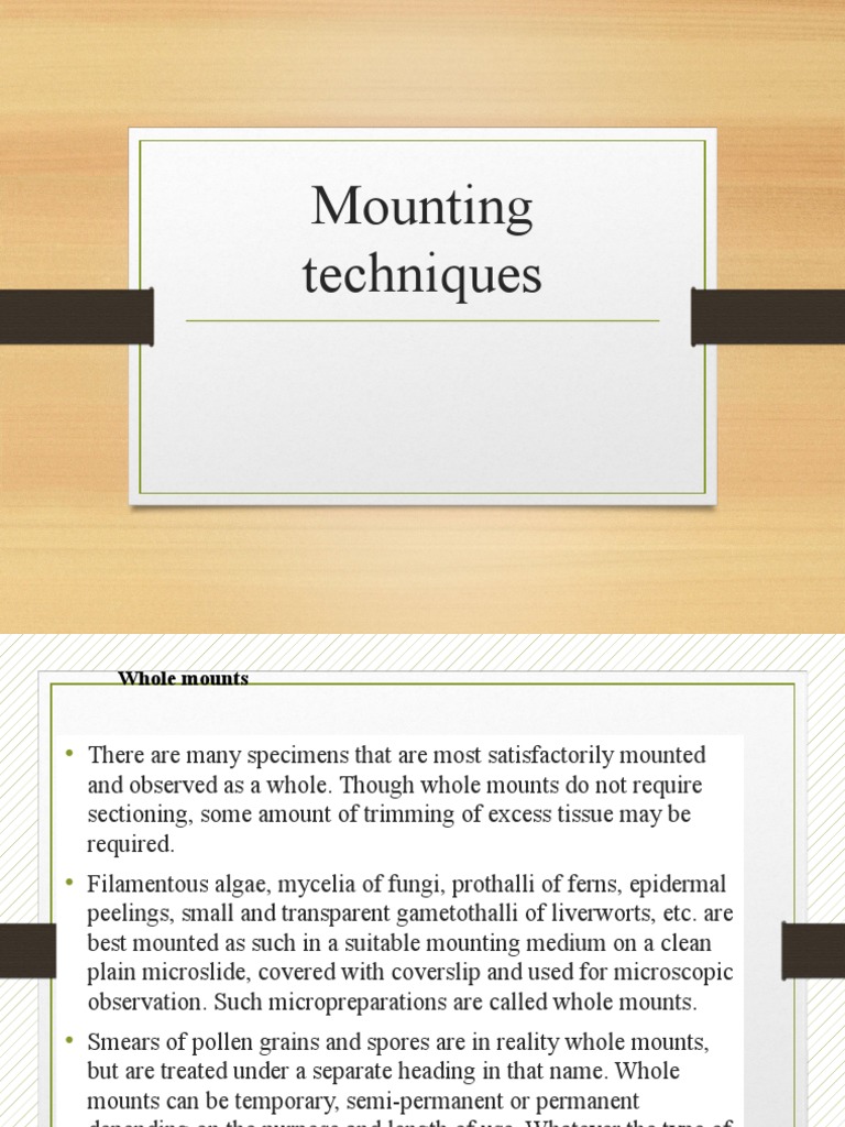 Mounting Techniques | PDF | Staining | Chemistry