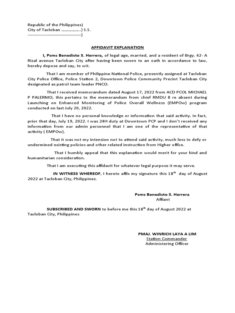 Explanation Letter | PDF