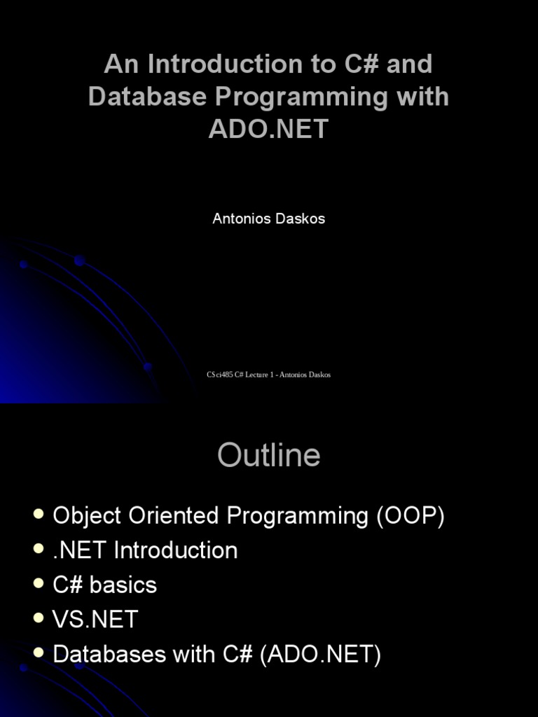 Lecture 1 | PDF | C Sharp (Programming Language) | Object Oriented Programming