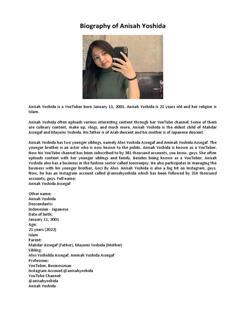 Biography of Anisah Yoshida | PDF | Family | Living Arrangements