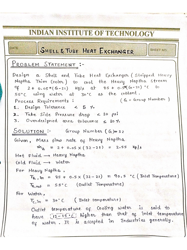 Shell & Tube HX - Process Design | PDF