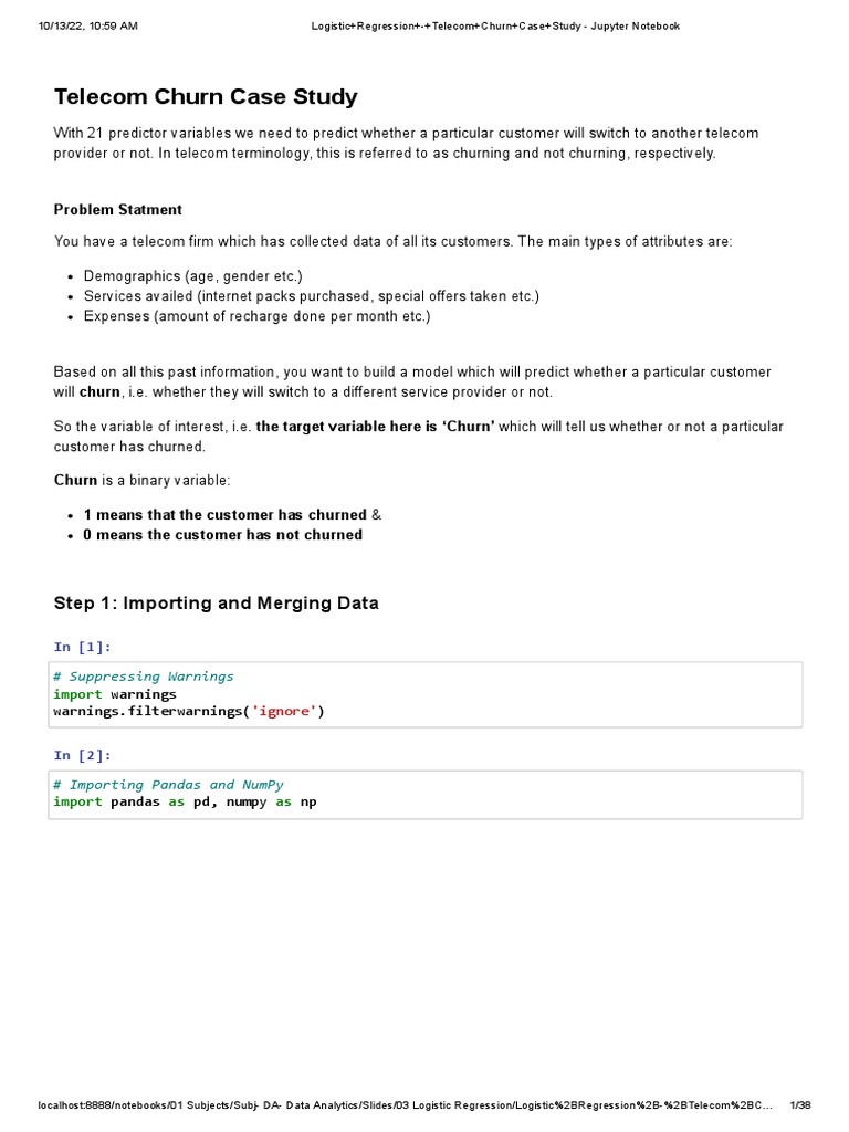 Telecom Churn Prediction with Logistic Regression | PDF | Logistic Regression | Regression Analysis