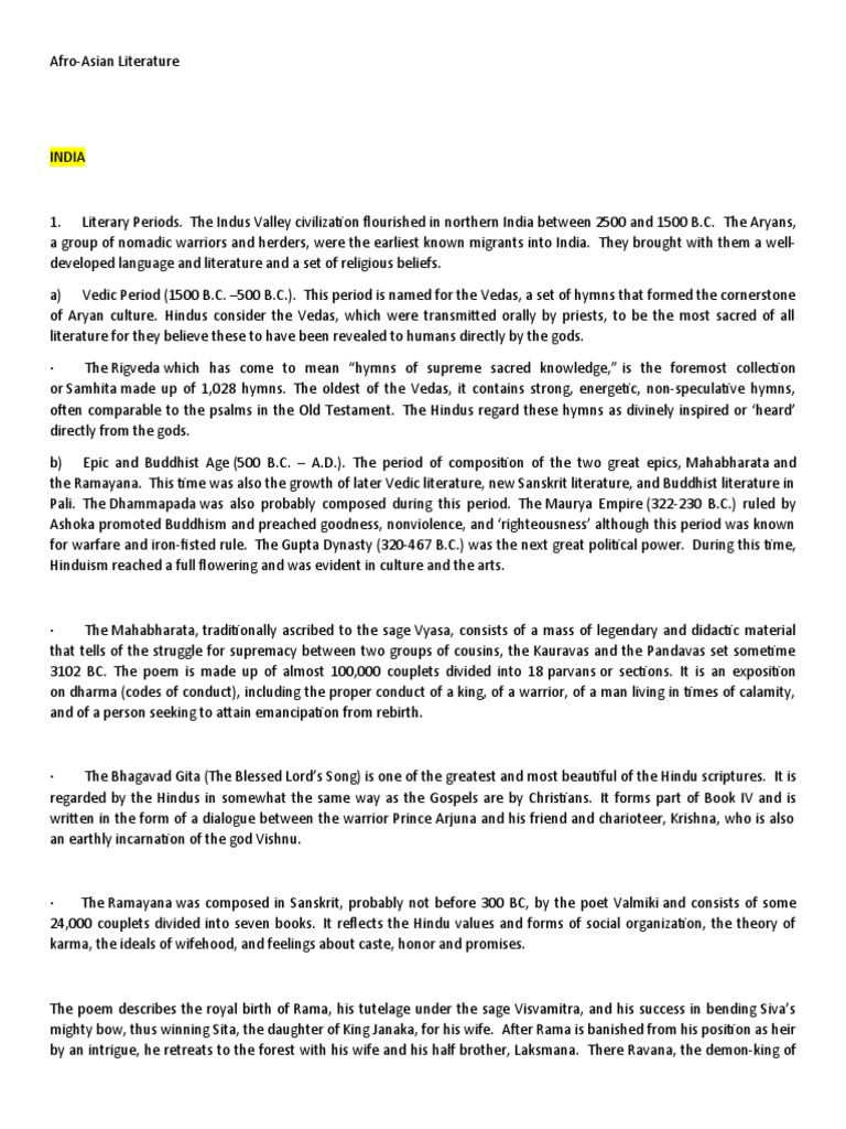 Afro Asian Lit Study Guide | PDF