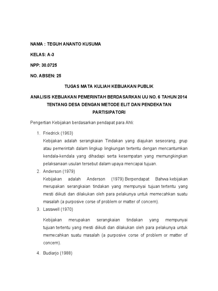 Analisis Kebijakan Publik Tugas Pdf 