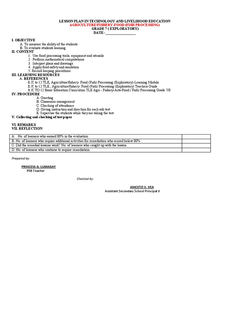 Exam Lesson Plan | PDF