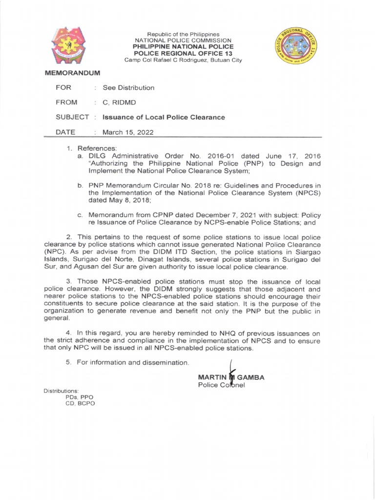 Issuance of Local Police Clearance | PDF | Government