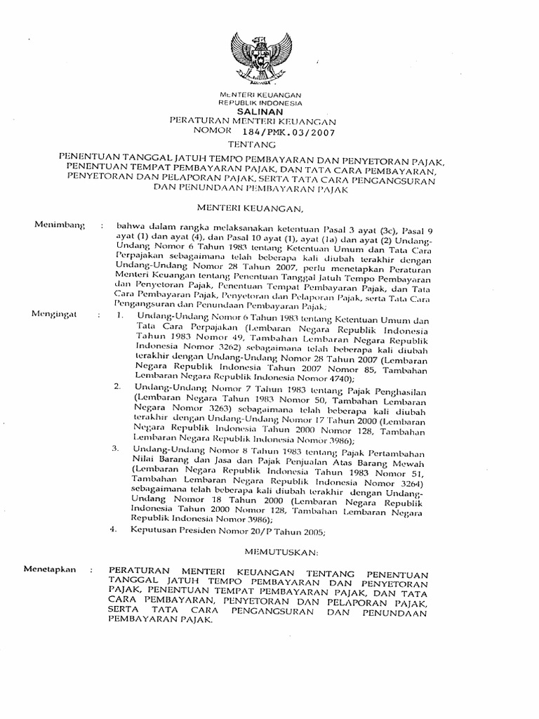 PMK 184 PMK.03 2007 | PDF