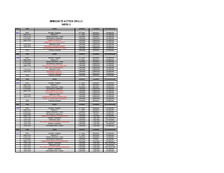 Weekly Training Schedule for Marines | PDF | United States Marine Corps ...