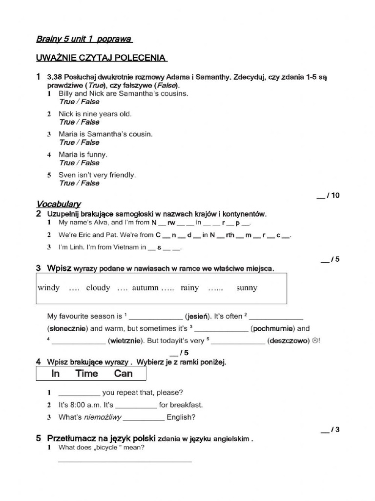 Brainy 5 Poprawa | PDF