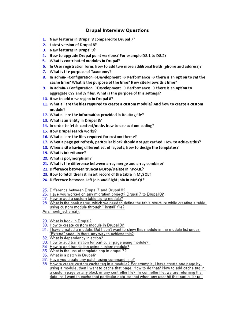 Drupal Interview Questions | PDF | Drupal | Databases