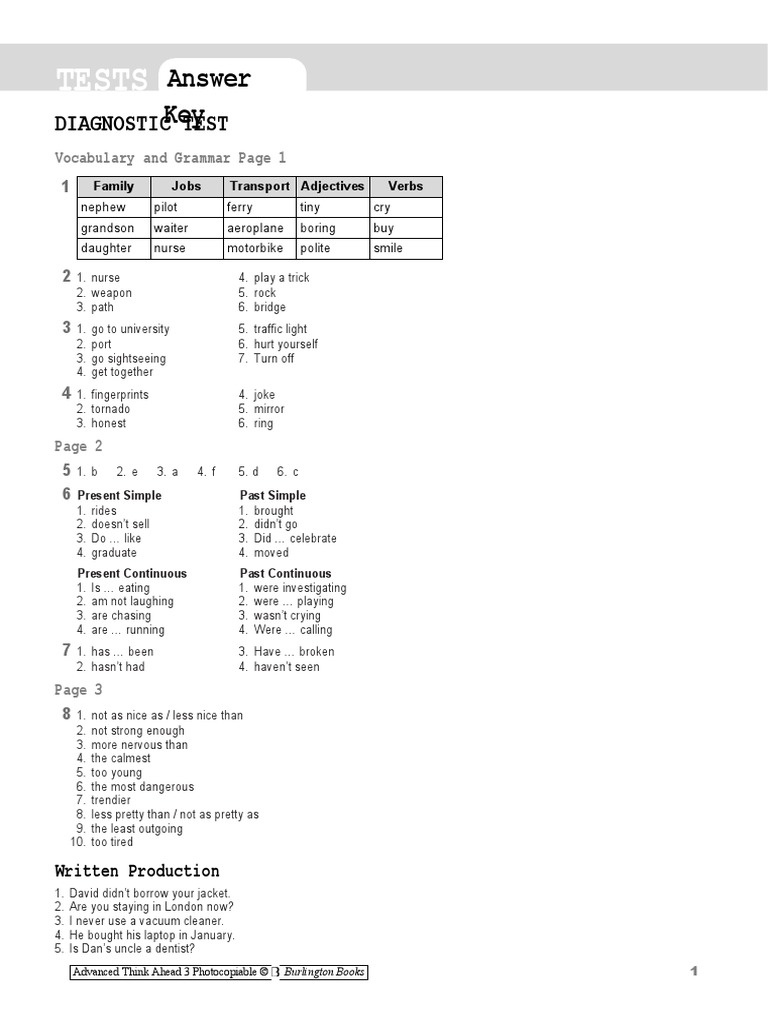 02 Advanced Think Ahead 3 | PDF | Linguistics