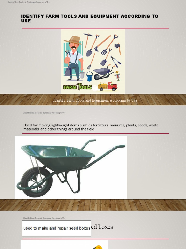 Farm Tools and Their Uses Explained | PDF | Food Industry | Agriculture