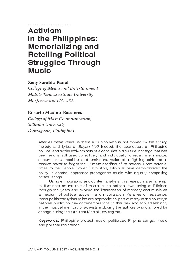 Activism in The Philippines Memorializing and Retelling Political ...