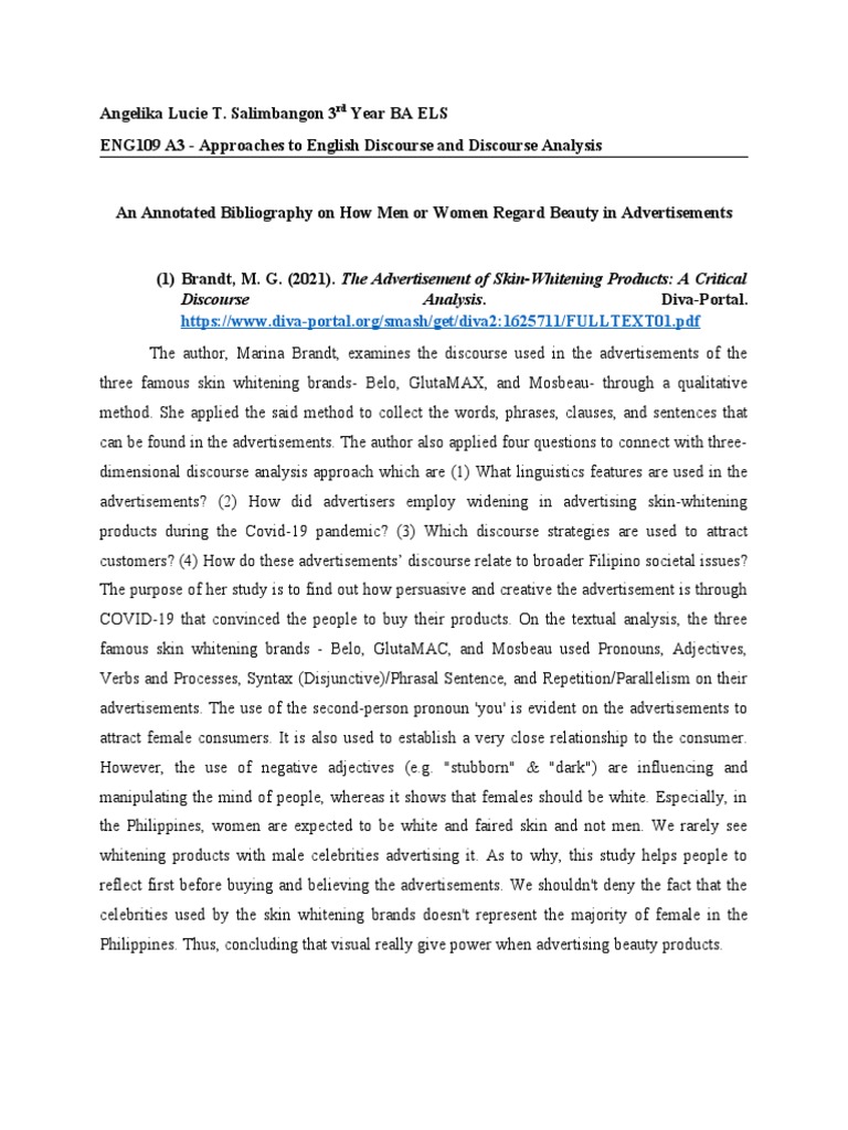 Salimbangon - 2nd Assignment | PDF | Advertising | Femininity