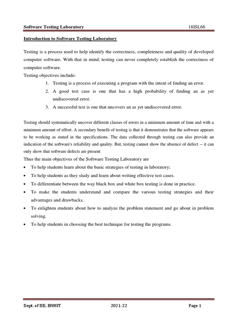 Software Testing Lab Manual Final - Updated - 29.4.22 | PDF | Software ...