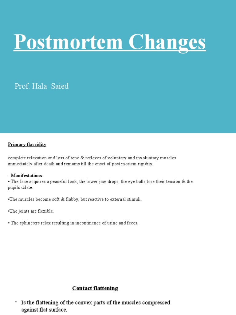 Post Mortem Changes | PDF | Decomposition | Skeletal Muscle