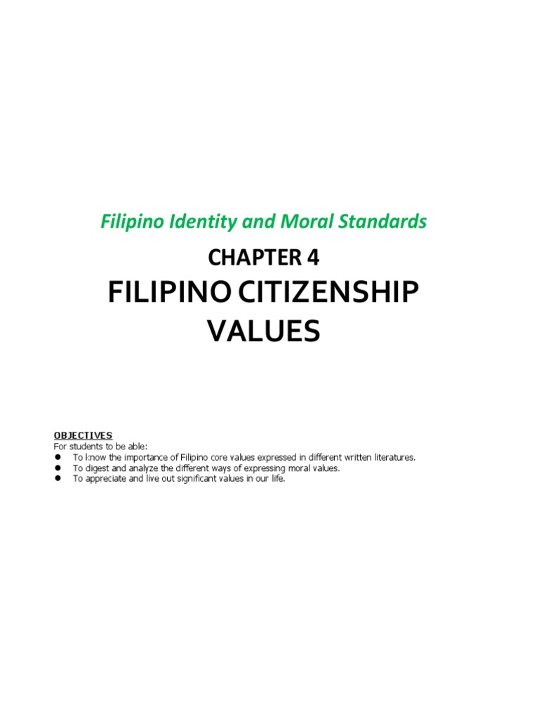Chapter 4 Filipino Citizenship Values | PDF | Truth