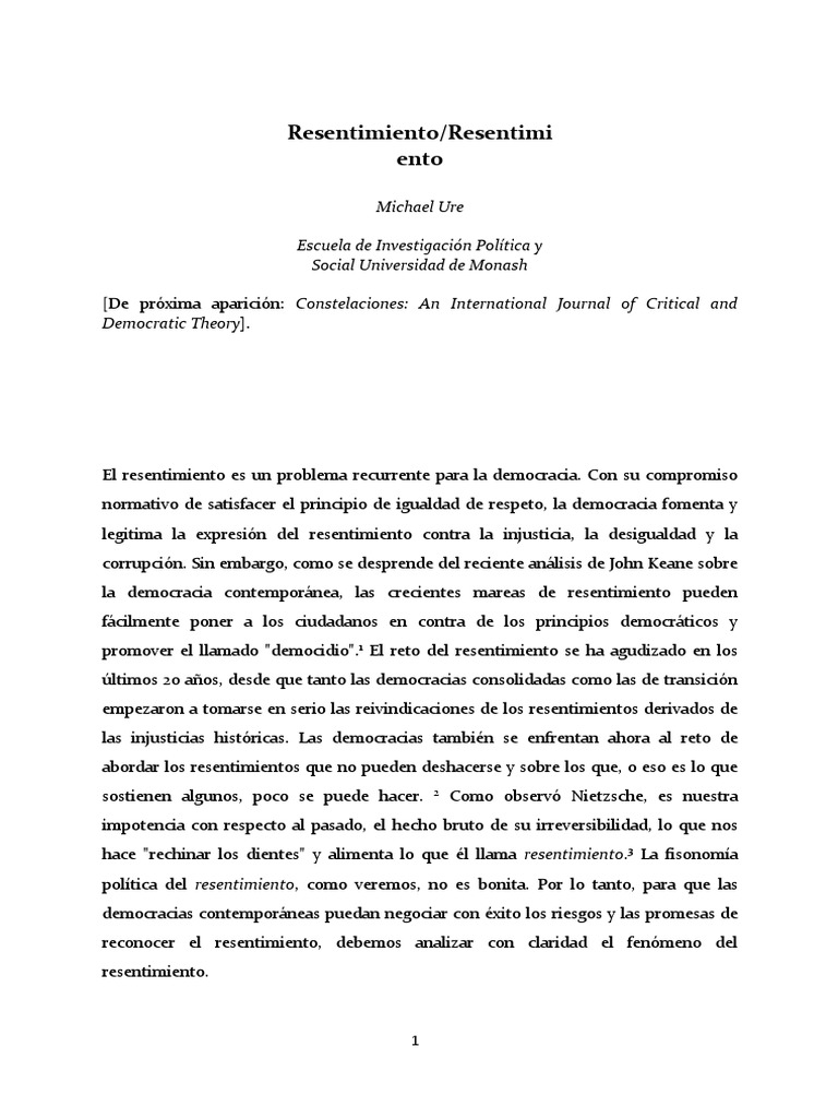 Resentment - Ressentiment Es | PDF | Friedrich Nietzsche | Moralidad