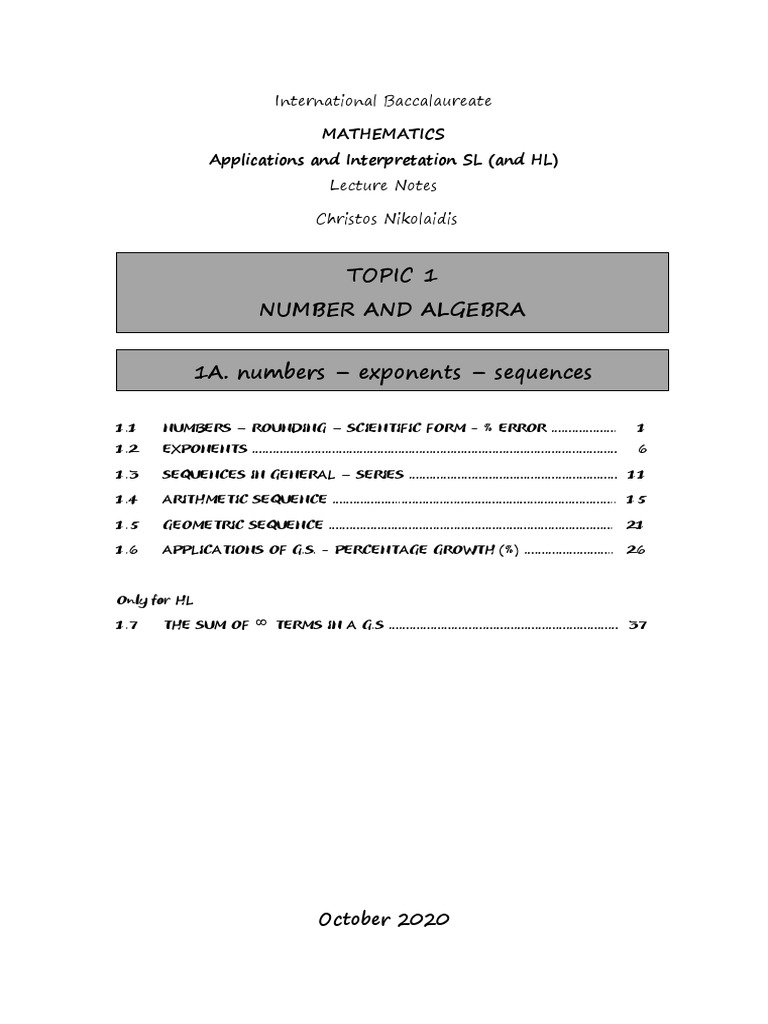 IB Math: Applications & Interpretation | PDF | Numbers | Logarithm