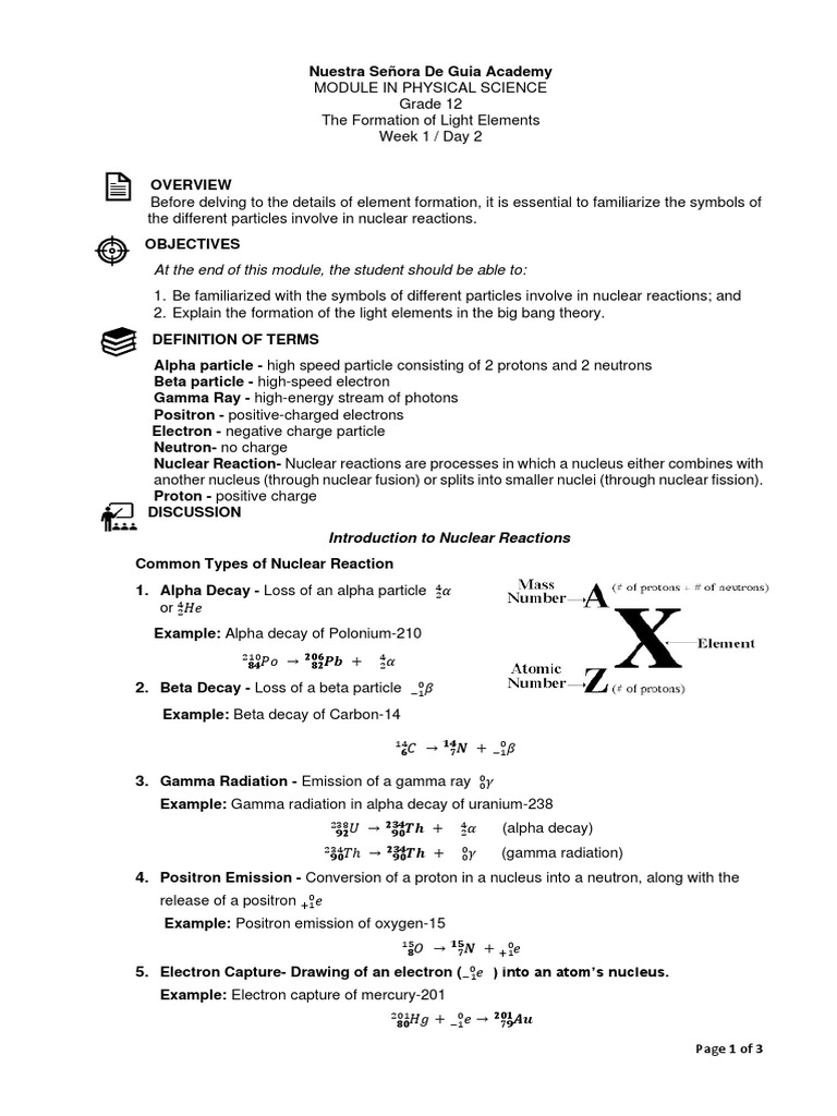 Week 1 Day 2 Module Physical Science | PDF | Nuclear Physics ...