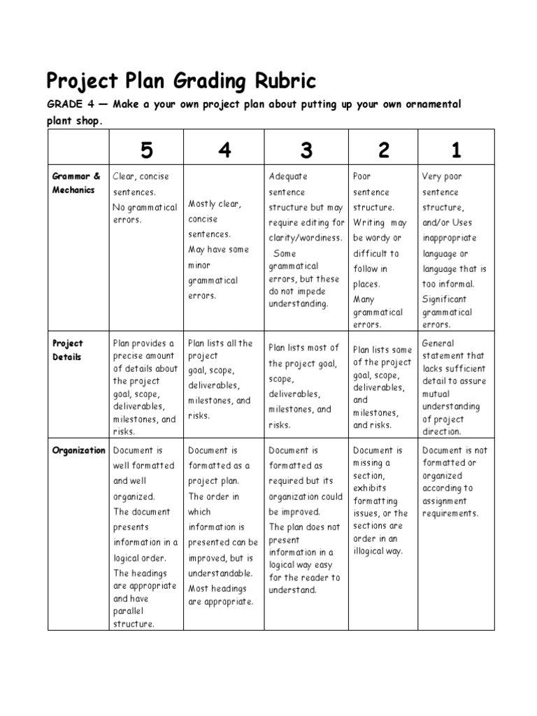 Project Plan Rubric | PDF | Linguistics | Cognitive Science