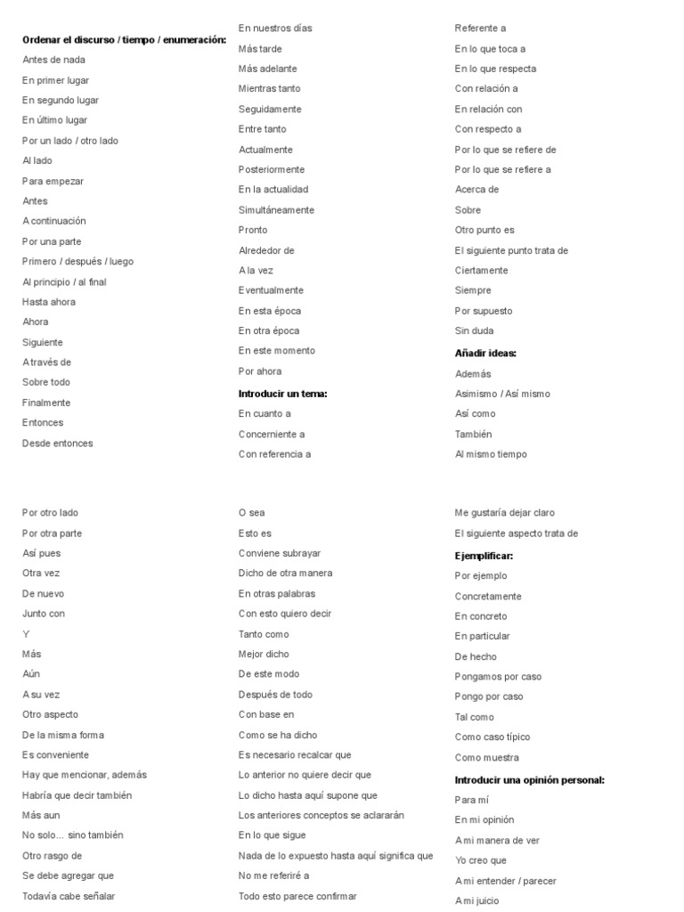 Conectores para textos argumentativos | PDF