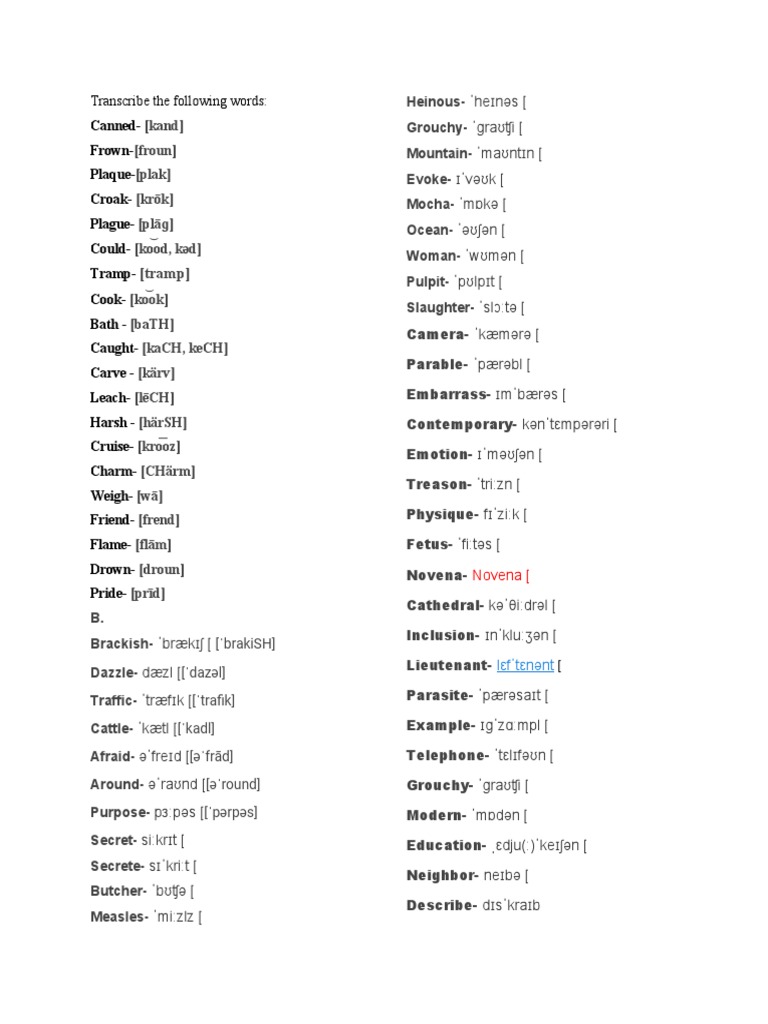 Transcribe The Following Words | PDF