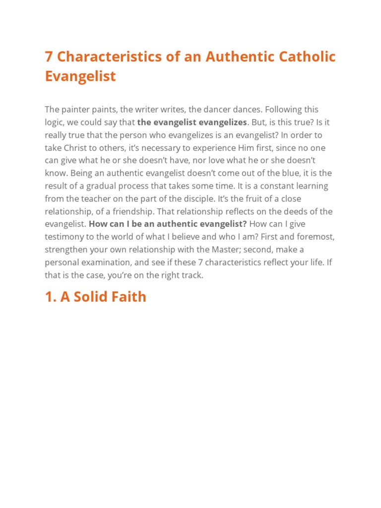 7 Characteristics of An Authentic Catholic Evangelist | PDF | Humility ...