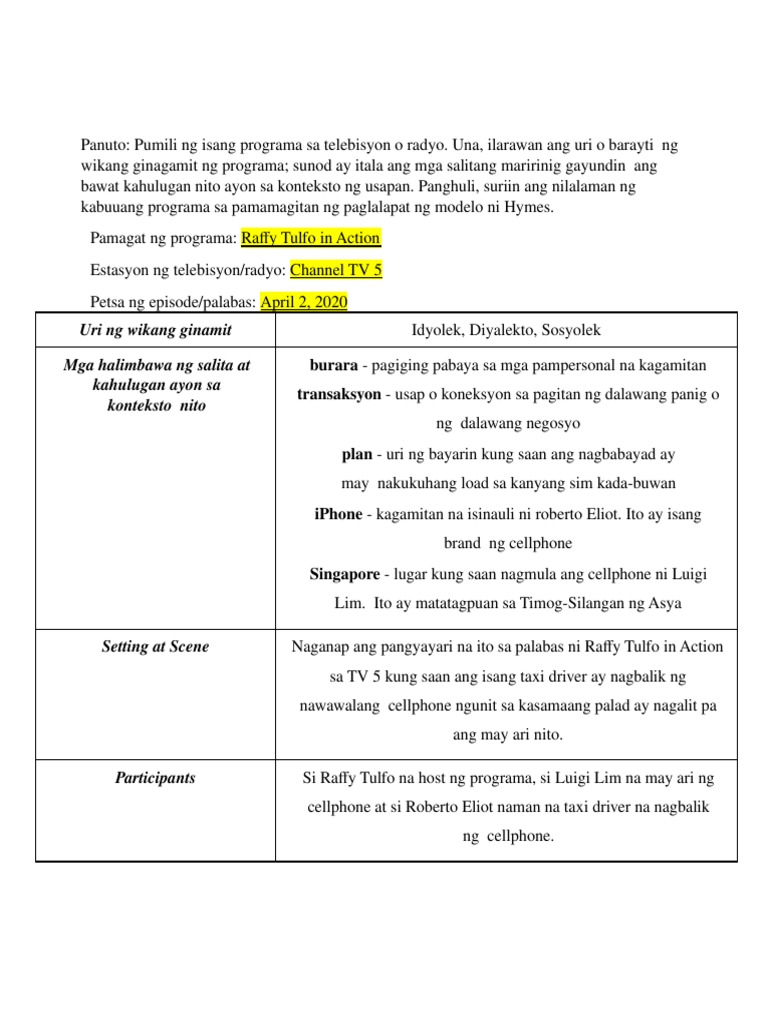 Pagganap No. 6 | PDF