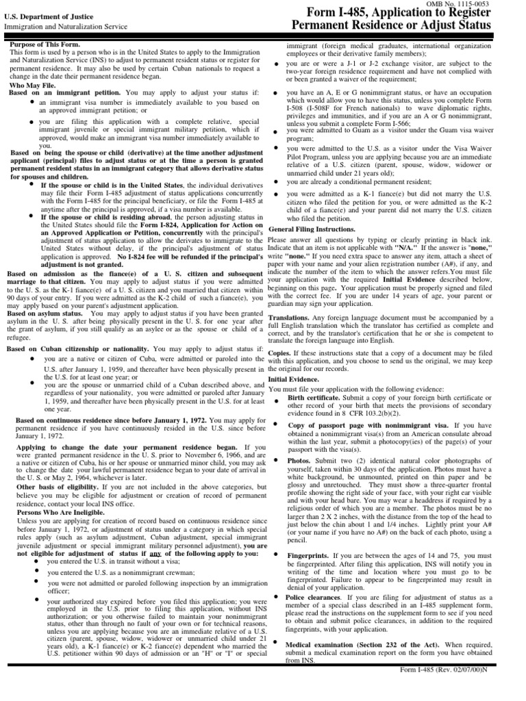 Form I-485: Adjusting Status Guide | PDF | Asylum Seeker | Travel Visa