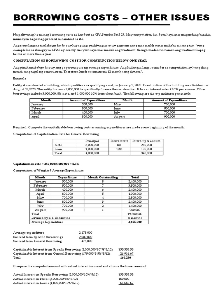 FAR Handout Borrowing Costs | PDF | Expense | Interest