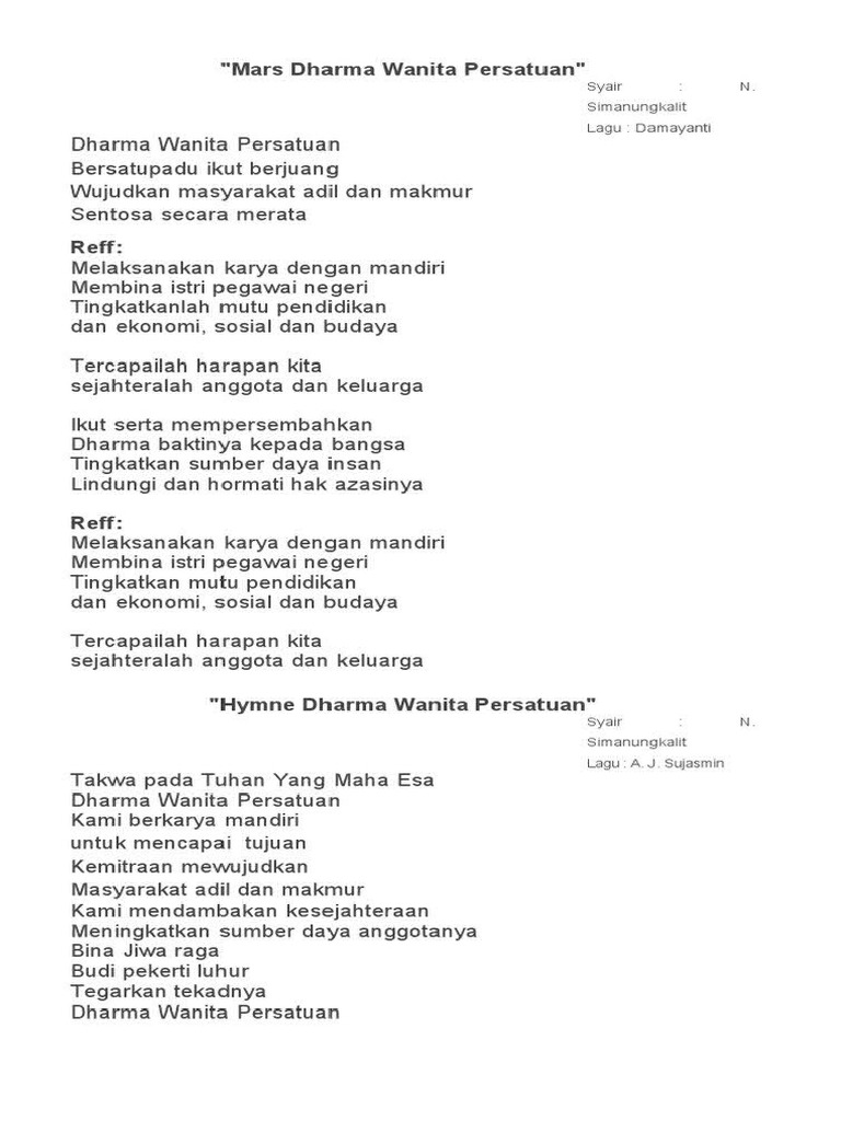 Teks Mars Dan Hymne DWP | PDF