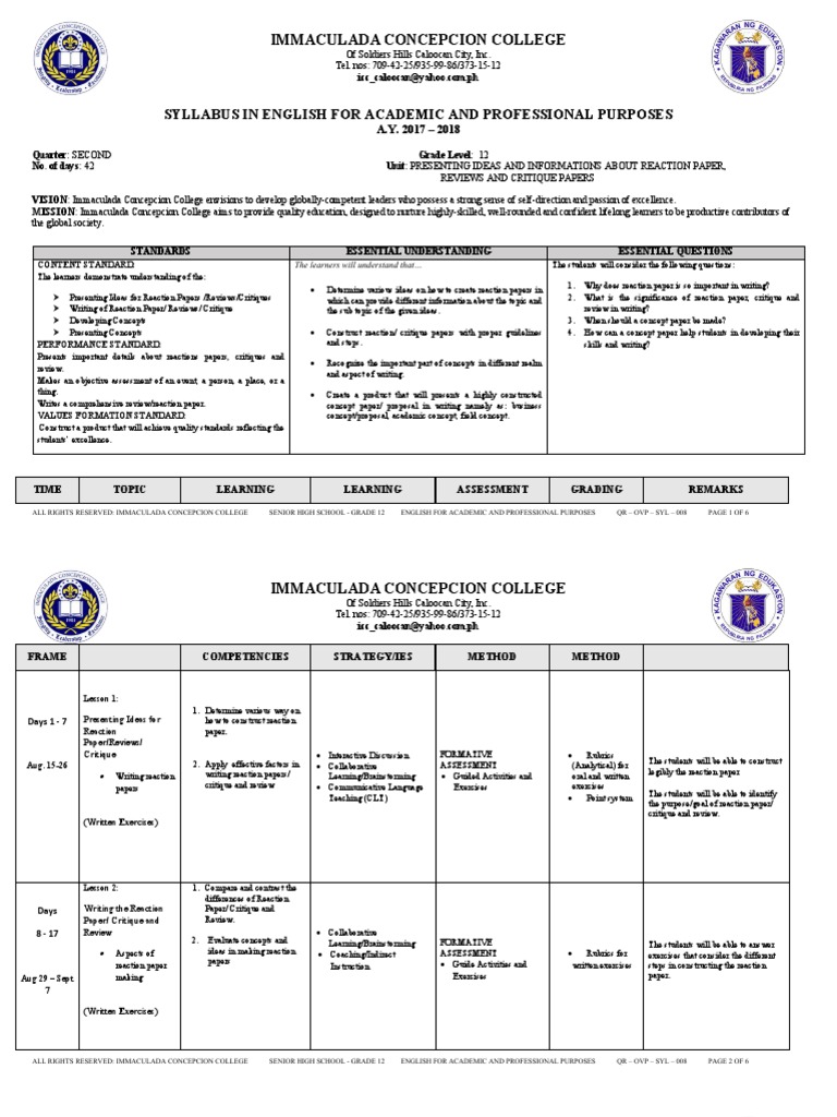 English Syllabus for Grade 12 Students | PDF | Rubric (Academic ...